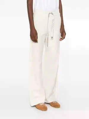 Max Mara Beige Cotton Straight-leg Trousers