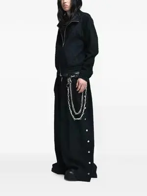 FILTH Button-embellished Textured Wide-leg Trousers