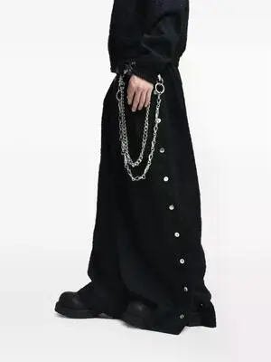 FILTH Button-embellished Textured Wide-leg Trousers