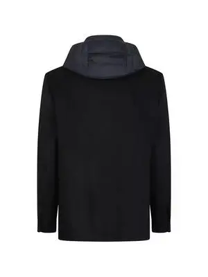 MOORER Wool Single-breasted Coat With Drawstring Hood