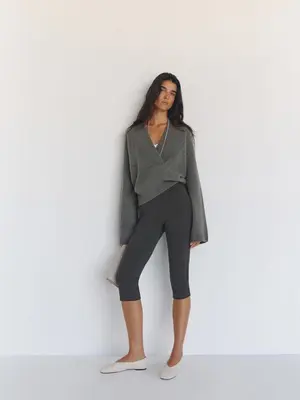 REFORMATION Jill Cropped Knit Pant Heather - Grey