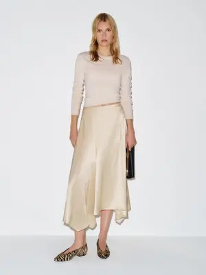 REFORMATION Mccall Silk Skirt - Ivory