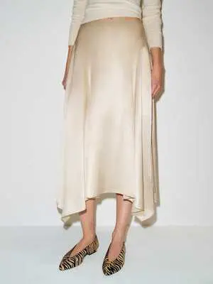 REFORMATION Mccall Silk Skirt - Ivory