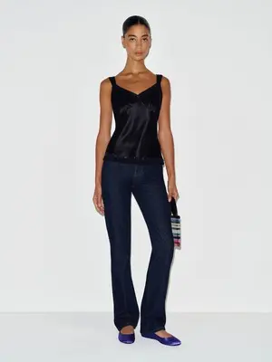 REFORMATION Salome Silk Top - Black
