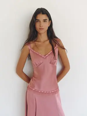 REFORMATION Salome Silk Top - Pink