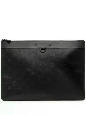 LOUIS VUITTON 2019 Monogram Shadow Discovery Pochette Clutch Bag - Black
