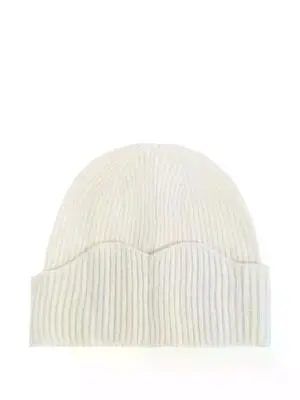 Moschino Intarsia Ribbed Knit Beanie - Neutrals
