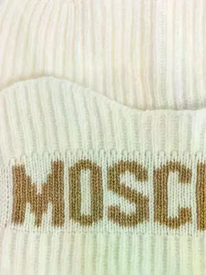 Moschino Intarsia Ribbed Knit Beanie - Neutrals