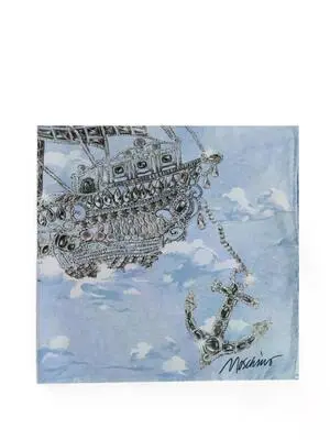 Moschino Graphic-print Silk Scarf - Blue