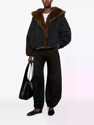 ELEH Faux Fur Trim Hooded Jacket - Black