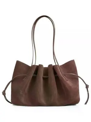 Yuzefi Scallop Suede Shoulder Bag - Brown