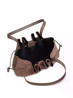 Yuzefi Scallop Suede Shoulder Bag - Brown