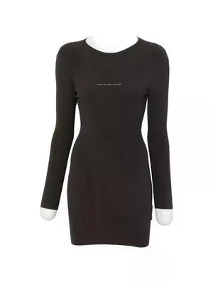 Alexander Wang Logo-print Ribbed-knit Mini Dress - Brown