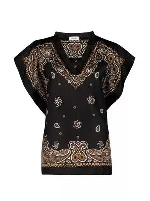 FERRAGAMO Arabesque-print Poncho - Black
