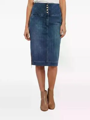 Elisabetta Franchi Denim Midi Skirt - Blue