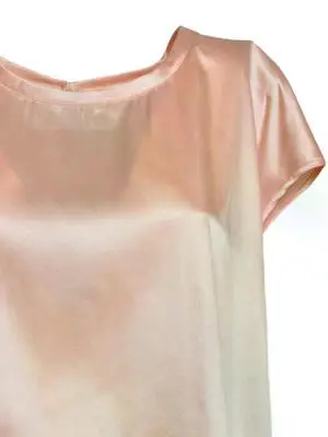 SOLOTRE Satin-finish Short-sleeve Blouse