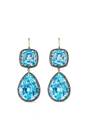 Fred Leighton Blue Topaz Collet Drop Earrings - Gold