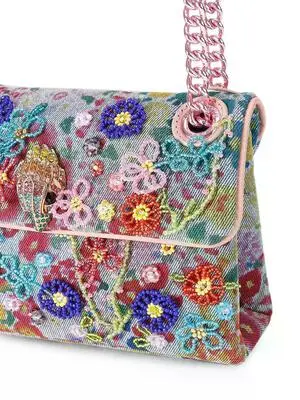 Kurt Geiger Bead-embellished Floral-print Shoulder Bag