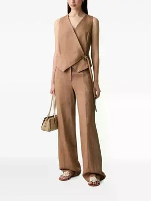 VICOLO Pressed-crease Wide-leg Trousers - Brown