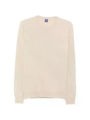 Fedeli Crew Neck Fine Knit Long Sleeve Sweater - Neutrals
