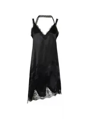 Marella Lace-trim Asymmetric Midi Dress - Black