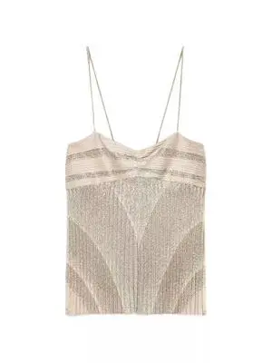 FORTE_FORTE Rising Sun Plissé Metallic-effect Top - Pink