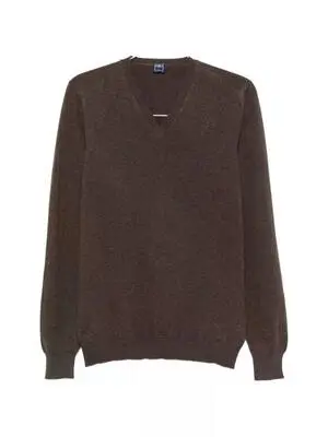 Fedeli V-neck Ribbed-trim Sweater - Brown