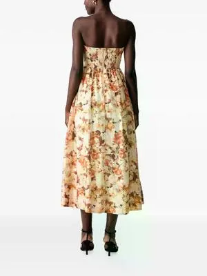 Bardot Lola Floral-print Corset-style Midi Dress - Orange