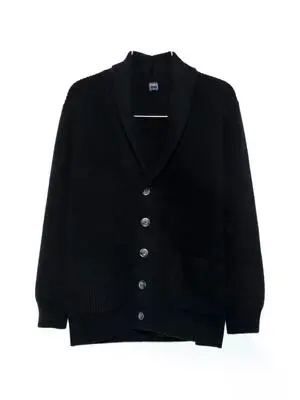 Fedeli Ribbed-knit Shawl-collar Cardigan - Blue