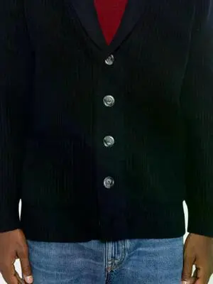 Fedeli Ribbed-knit Shawl-collar Cardigan