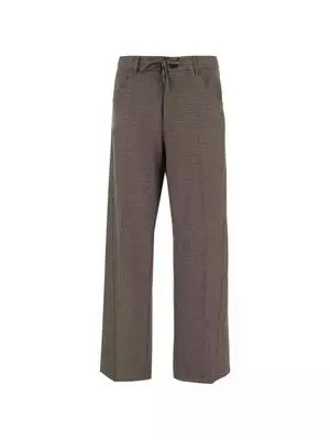 DARKPARK Houndstooth-pattern Drawstring-fastening Trousers - Brown