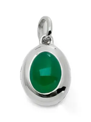 Monica Vinader Green Onyx Locket Necklace - Silver