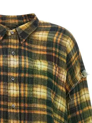 R13 Check-pattern Frayed-seam Shirt