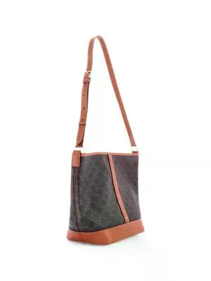 Celine Triomphe Coated Canvas Medium Bucket Bag - Brown