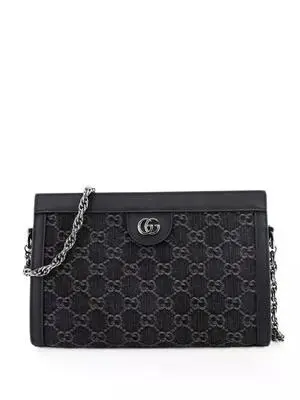 Gucci Ophidia Chain Gg Denim Small Shoulder Bag - Black