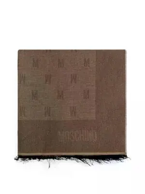 Moschino Monogram Frayed-edge Scarf - Brown