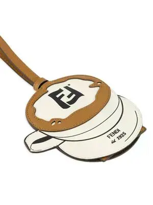 Fendi Ff Logo-print Coffee-cup Key Ring - Brown