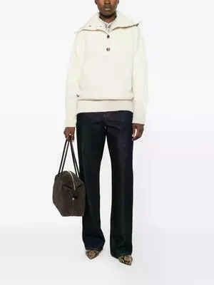 Malo Sailor Collar Knit Button-up Sweater - Neutrals