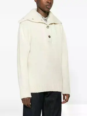 Malo Sailor Collar Knit Button-up Sweater
