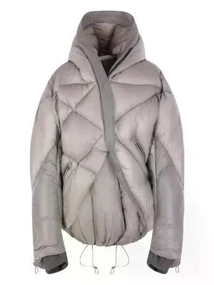 YEHUAFAN Hooded Zip-up Puffer Jacket - Grey