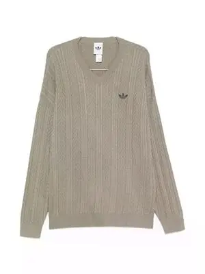 Adidas Cable-knit V-neck Sweater - Neutrals