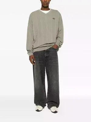 Adidas Cable-knit V-neck Sweater
