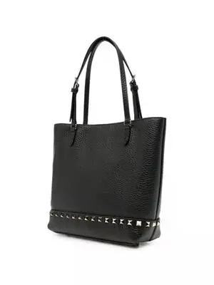 Valentino Garavani Rockstud Grained Leather Tote Bag - Black