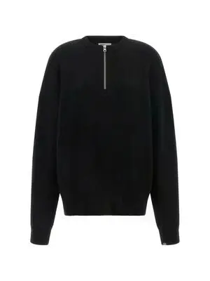 Extreme Cashmere Oversized Half-zip Sweater With Embroidered Detail - Black