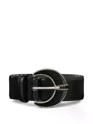 Ba&sh Engraved Buckle Leather Belt - Black