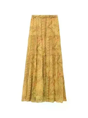 Ba&sh Cali Paisley-print Tiered Maxi Skirt - Yellow
