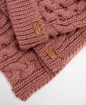 Barbour Logo Patch Ribbed Scarf And Beanie Set