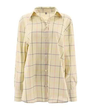 TOTEME Windowpane Printed Long Sleeved Shirt - White