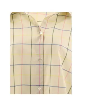 TOTEME Windowpane Printed Long Sleeved Shirt - White