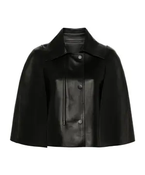 TOTEME Collared Button-up Cape Jacket - Black
